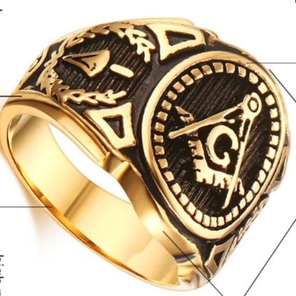 Masonic Ring | Accessories | Golden Blac Kag Freemasonry Masonic Ring G ...